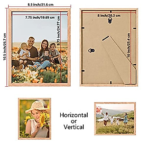 ATOBART 8x10 Set of 4 OAK Wood Picture Frame Solid Wooden Photo Frame Natural Wood Color Frames with Real Glass for Wall Mounting or Tabletop Living Room Bedroom Home Decor