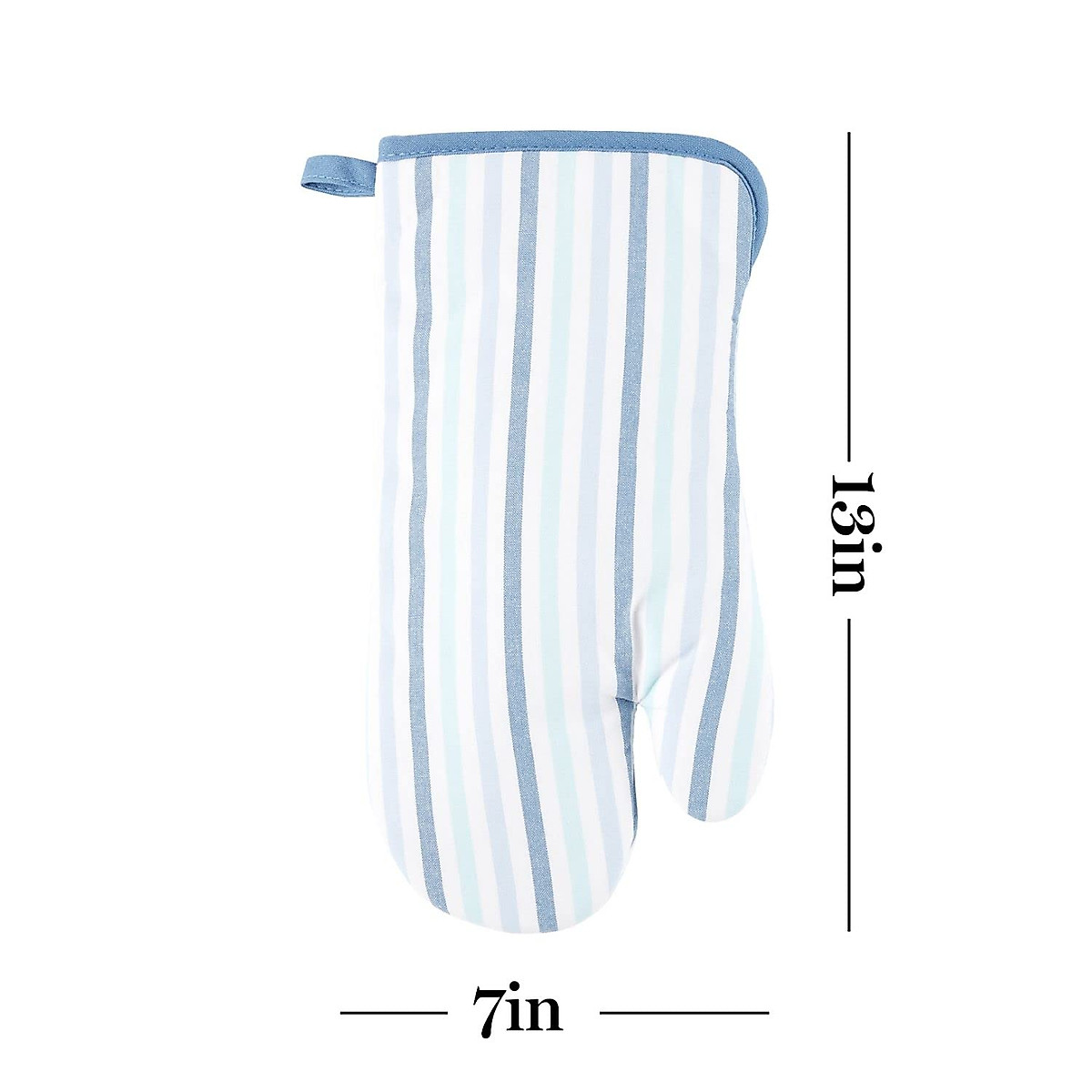 Martha Stewart Daisy Stripe Oven Mitt Set, 7"x13", Blue