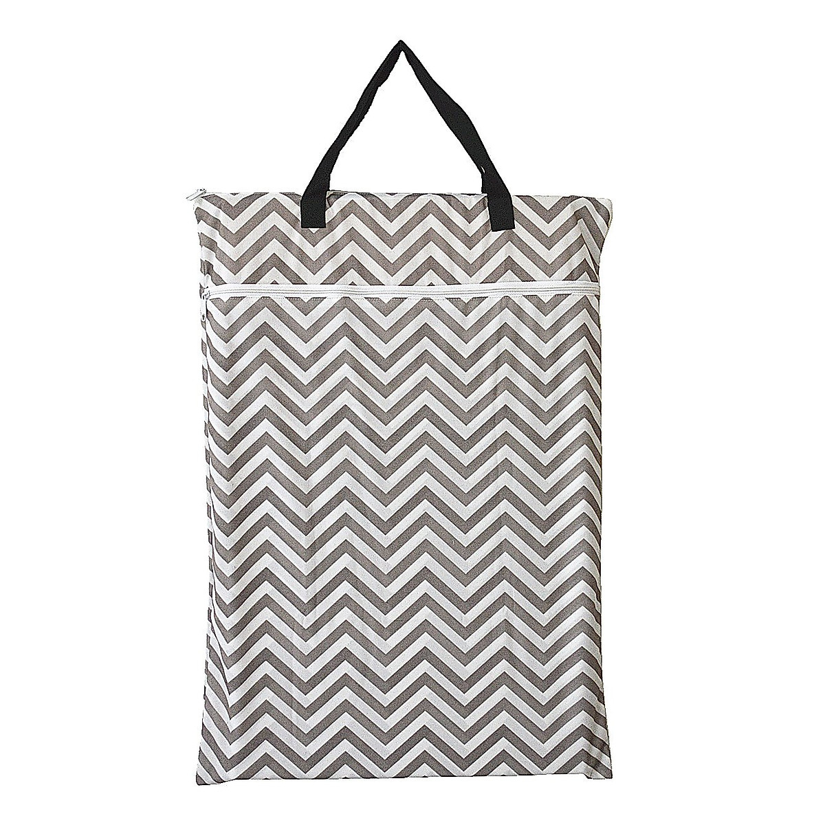 Sigzagor 2 Pack Large Hanging Wet Bags Laundry Pail Bags Cloth Diapers Reusable (Grey Chevron)