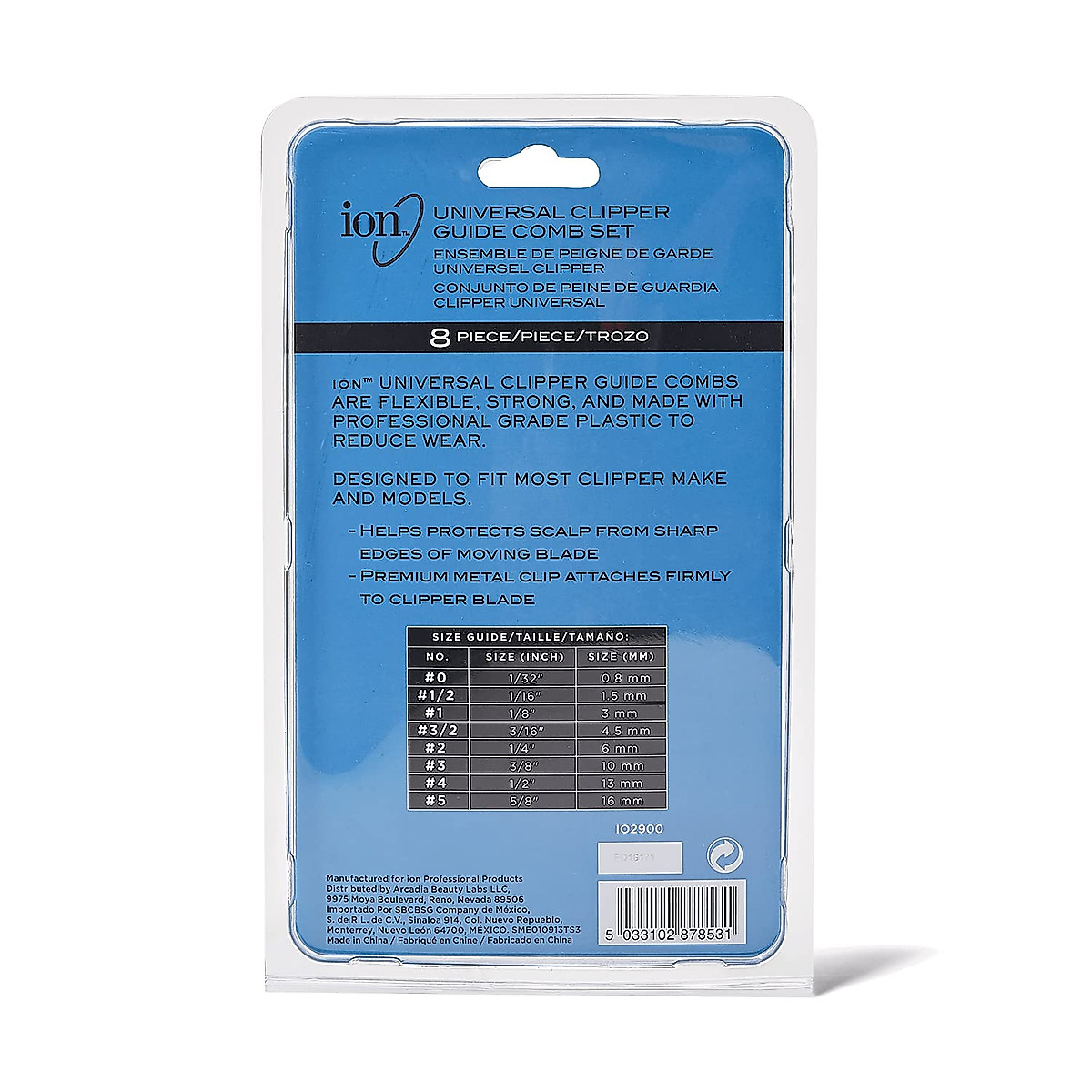 Ion Universal Clipper Guide Comb Set 8 Pack