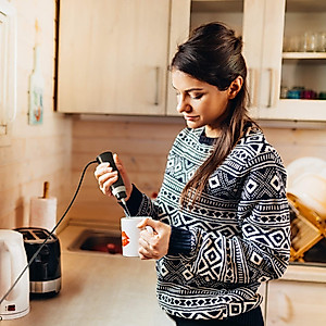 K-Brands Corded Electric Milk Frother with Plug in - Handheld Electric Whisk Stirrer Whipper - Foam Maker for Coffee, Latte, Cappuccino, Hot Chocolate – Powerful Drink Mixer