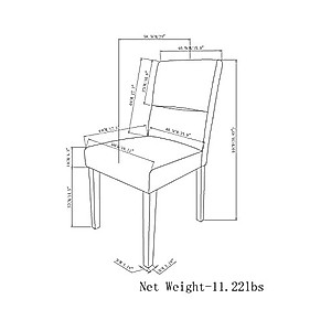 SIMPLIHOME Ashford 18 Inch Contemporary Parson Dining Chair (Set of 2) in Stone Grey Vegan Faux Leather, For the Dining Room