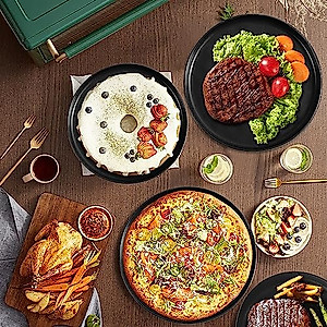 Vidalenta Porcelain Dinner Plates Set of 4, 10 Inch Salad Plate Set, Ceramic Pasta Plate Set Serving Dishes Small Plates Modern Dinnerware Set, Microwave Oven and Dishwasher Safe, Matte Black