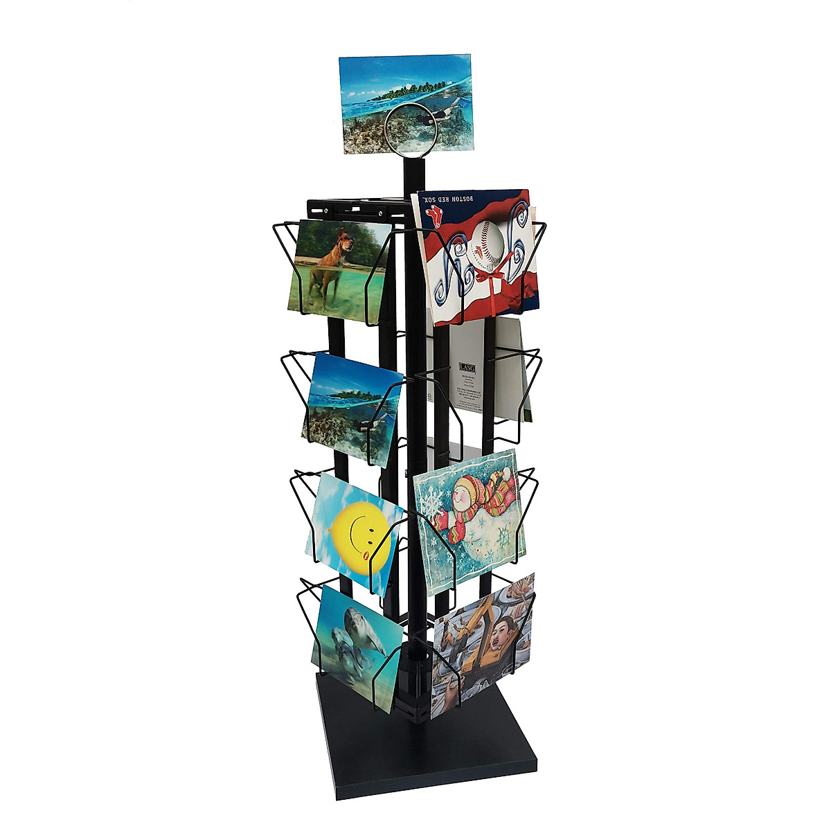 FixtureDisplays® Adjustable Greeting Card Rack 4x6"-7x5" Horizontal Vertical Post Card Display .Pocket Size: 4.5-9.9" Wide X 5.8" Tall, 16 Pockets 11602-BLK-NEW