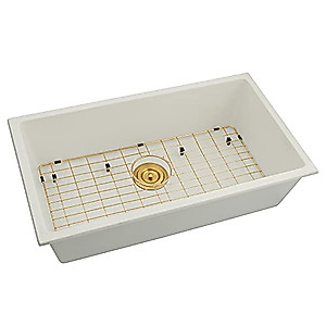 Lonsince Undermount Kitchen Sink White,31 X 18 Inch Single Bowl Kitchen Sink,White Undermount Sink,Granite Composite Kitchen Sink,Moonlight White