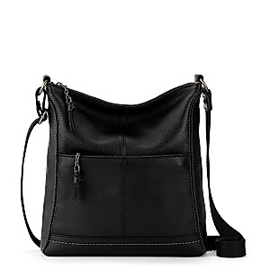 The Sak Lucia Crossbody Bag in Leather, Convertible Purse with Adjustable Strap, Black