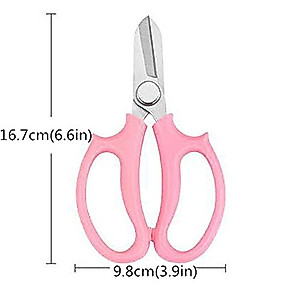 Leetop Gardening Flower Scissors Bonsai Pruning Shears for Home Garden Flower Shop Floral Branch Trimming Pink Scissor