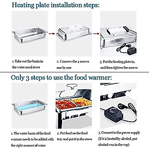 Food Warmers Electric for Parties Buffets, 9L/13L Stainless Steel Chafing Dishes Serving Food Warmer, Commercial Buffet Servers and Warmers with Visible Lid 400W (1/3 Size Pan 13L)
