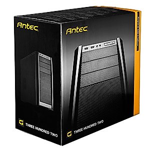 Antec Gaming Series Three Hundred Two Mid-Tower PC/Gaming Computer Case with 9 Tool-Less Drive Bays, 2 SSD, 120/140mm Fans x 2 Pre-Installed, 4 Fan Mounts for ATX, M-ATX and Mini-ITX,Black