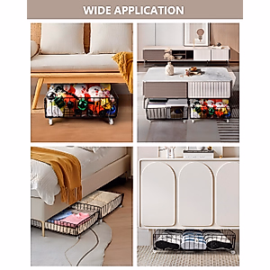 Airhercs 4Pack XXXXXX-Large Underbed Storage With Wheels,Under Bed Shoes Storage,Under Bed Baskets,Under Bed Organizer,Under Bed Storage,Rolling Under Bed Drawers For Clothes,Books,Toys,Blankets