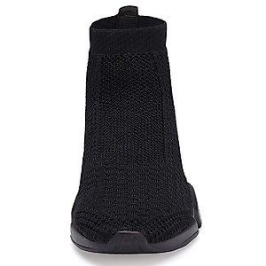 Santiro Tennis Shoes Womens Slip On Shoes Lightweight High Top Sneakers Comfortable Walking Shoes Casual Running Gym Shoes All Black 8 US