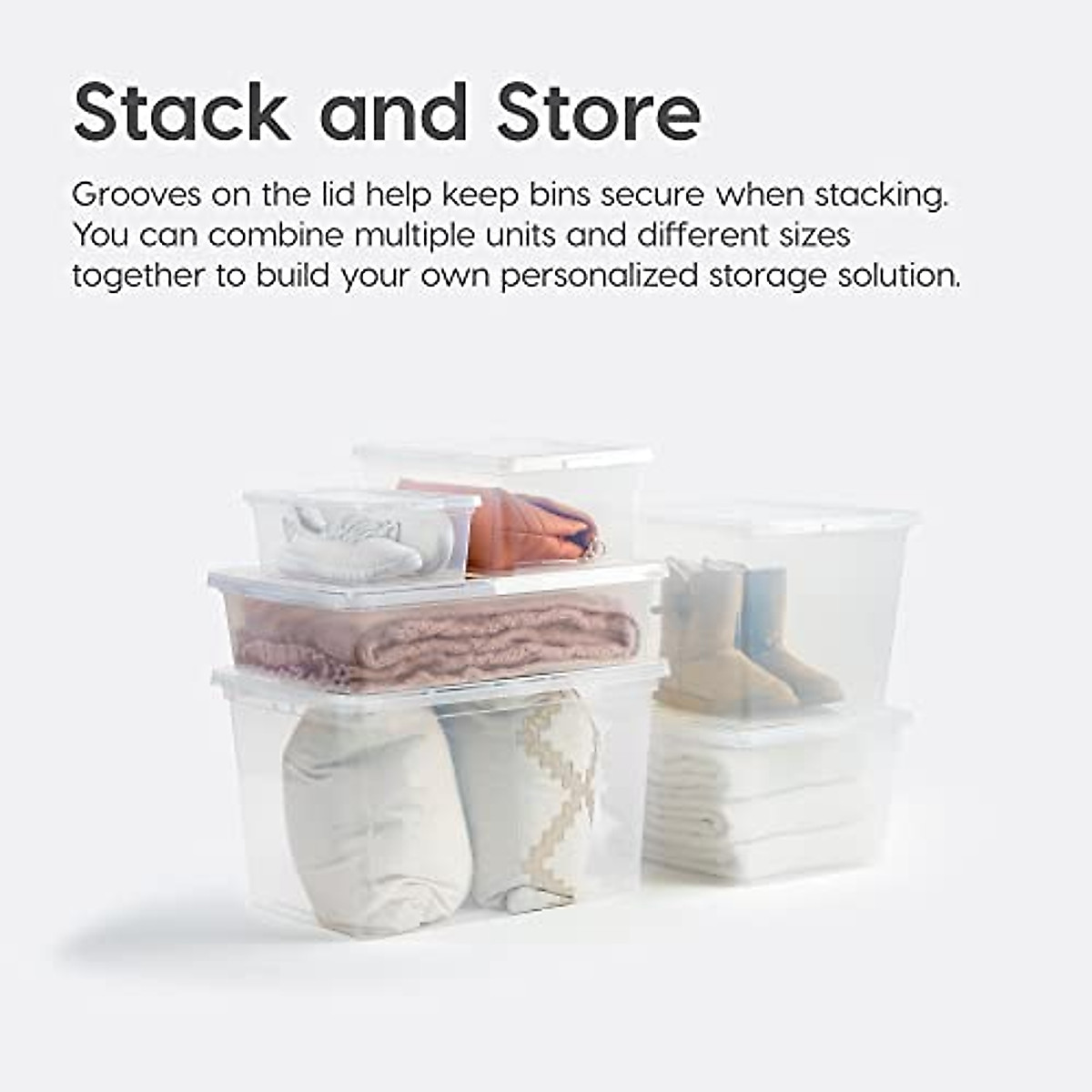 IRIS USA 17 Qt Clear Storage Box, BPA-Free Plastic Stackable Bin with Lid, 12 Pack, Containers to Organize Shoes and Closet Shelves, Classroom Organization Teacher Tools, Game Storage