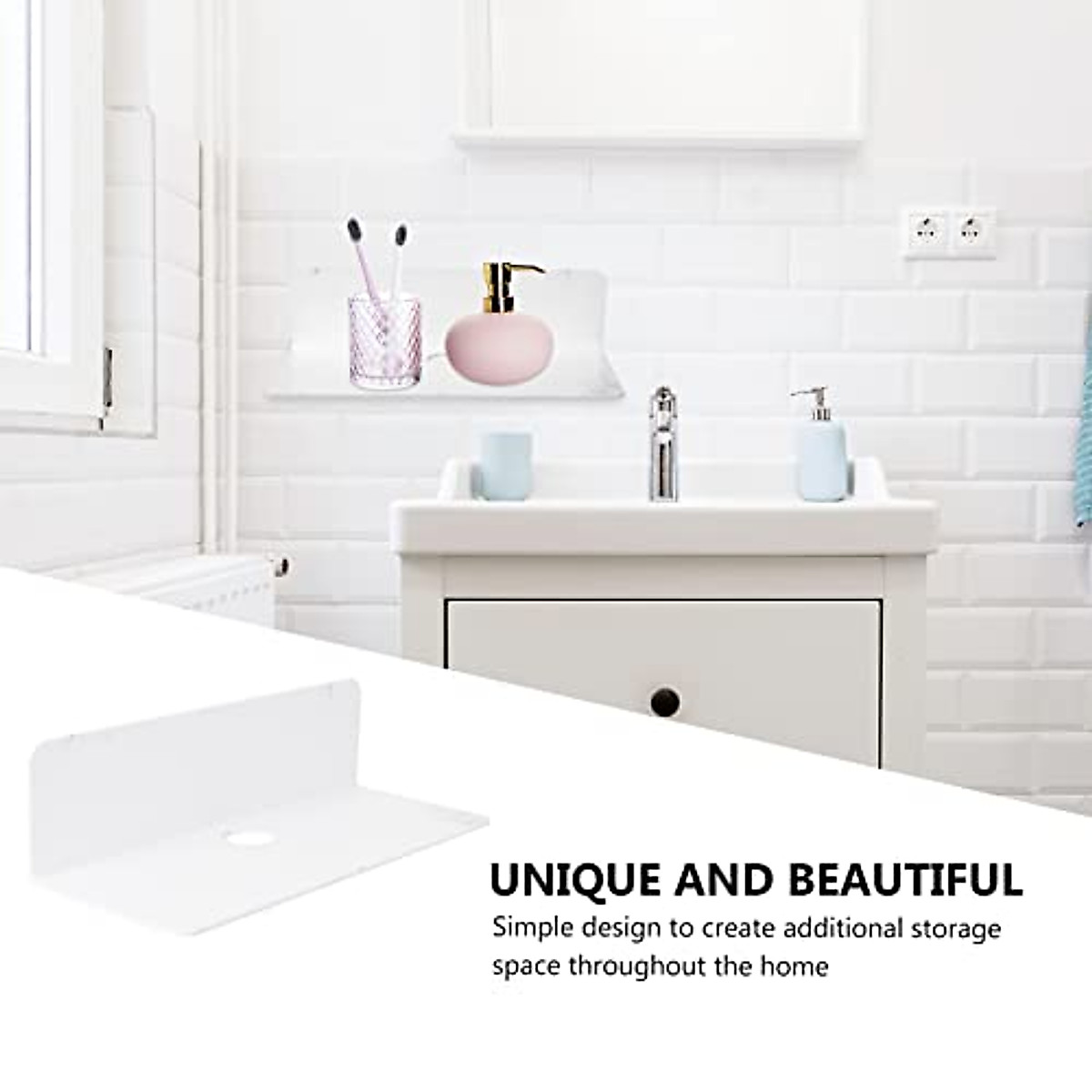 jojofuny Acrylic Floating Shelves, Wall Shelf Speaker Stand, Hanging Shelves for Bedroom, Wall Mounted Display Shelf Bookshelf Storage Shelves