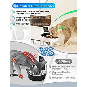 WUIPET Elevated Automatic Cat Feeders - 17 Cups Auto Pet Dry Food Dispenser for Cats and Dogs - Raised Programmable Timed Cat Feeder with Voice Recorder - 4 Meals Per Day and Portion Control