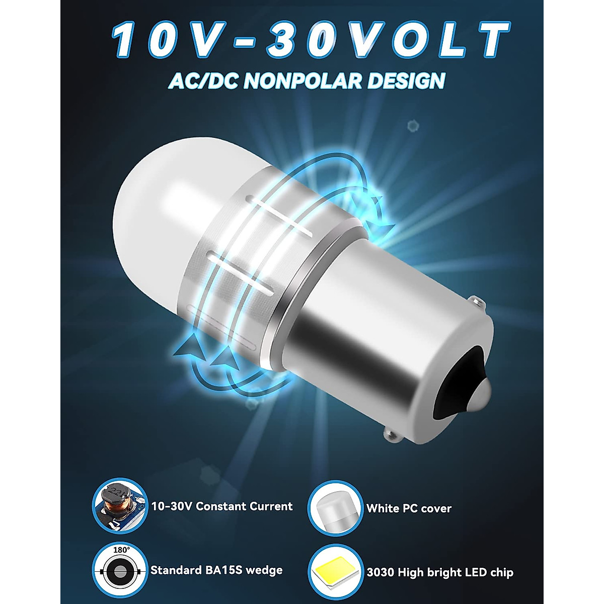 Keiurot 93 Bulb 89 67 Led Bulb S8 BA15S 1156 1141 Bulb 10-30Volt AC/DC for Desk Lamp,Outdoor Landscape Patio Lighting,Pathway Lights,RV Camper Marine Boat Trailer Lighting White,2Pack