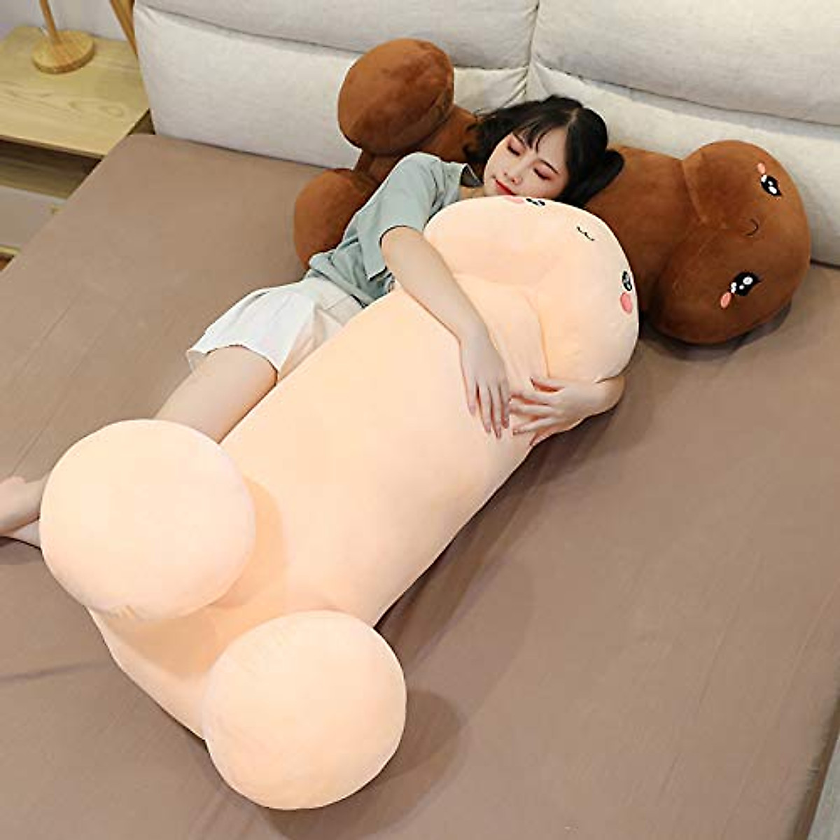 aounoharu Penis Plush，Creative Penis Ding Ding Soft Pillow,Boyfriend Pillow,Stuffed Plush Doll Toy Creative Bolster Gifts,Funny Decorative 90