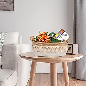 Woven Baskets for Organizing, 12.5"x6.5"x5" Small Baskets for Gifts Empty Toilet Paper Storage Baskets with Handles Decorative Basket for Shelves Bedroom Nursery Halloween