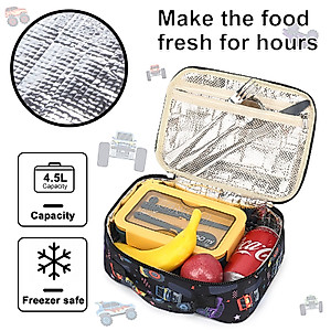 CAMTOP Monster Truck Kids Lunch Box Boys Girls Insulated Lunch Cooler Bag Reusable Lunch Tote Kit for School Travel