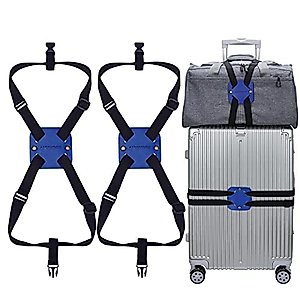 Luggage Straps, Lapinchen Bag Bungee, Luggage Bungee, Luggage Straps Suitcase Adjustable Belt, Adjustable and Portable Travel Suitcase Accessory (2Pack Blue)