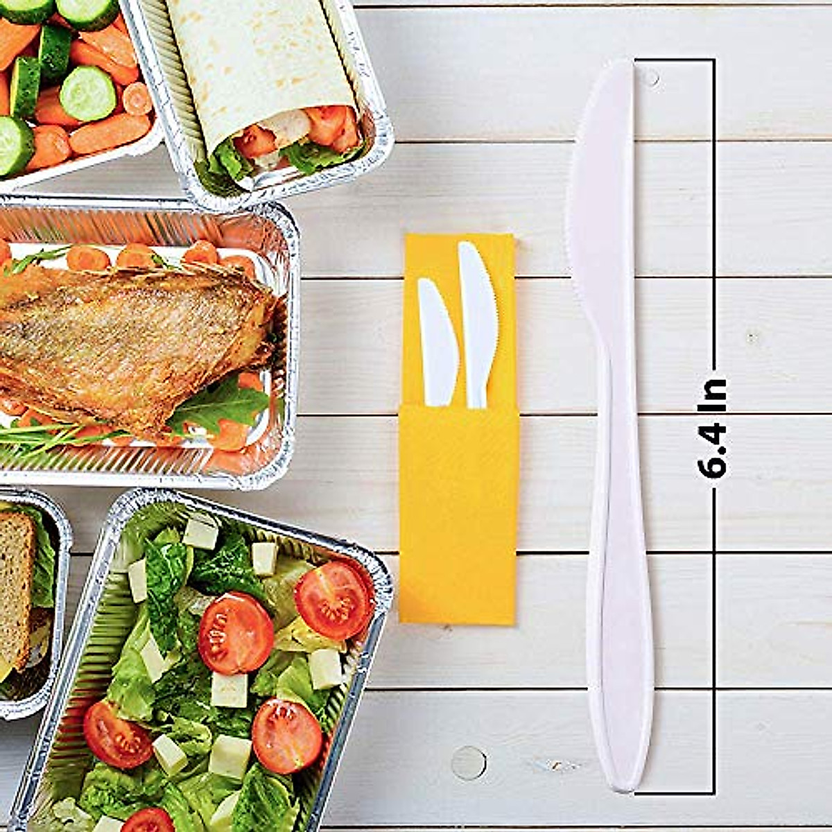 SafeWare White Plastic Knives Individually Wrapped 500 Pcs- Medium Weight - Ideal for Party, BBQ, Picnic, Home, Office, Restaurant Use.…