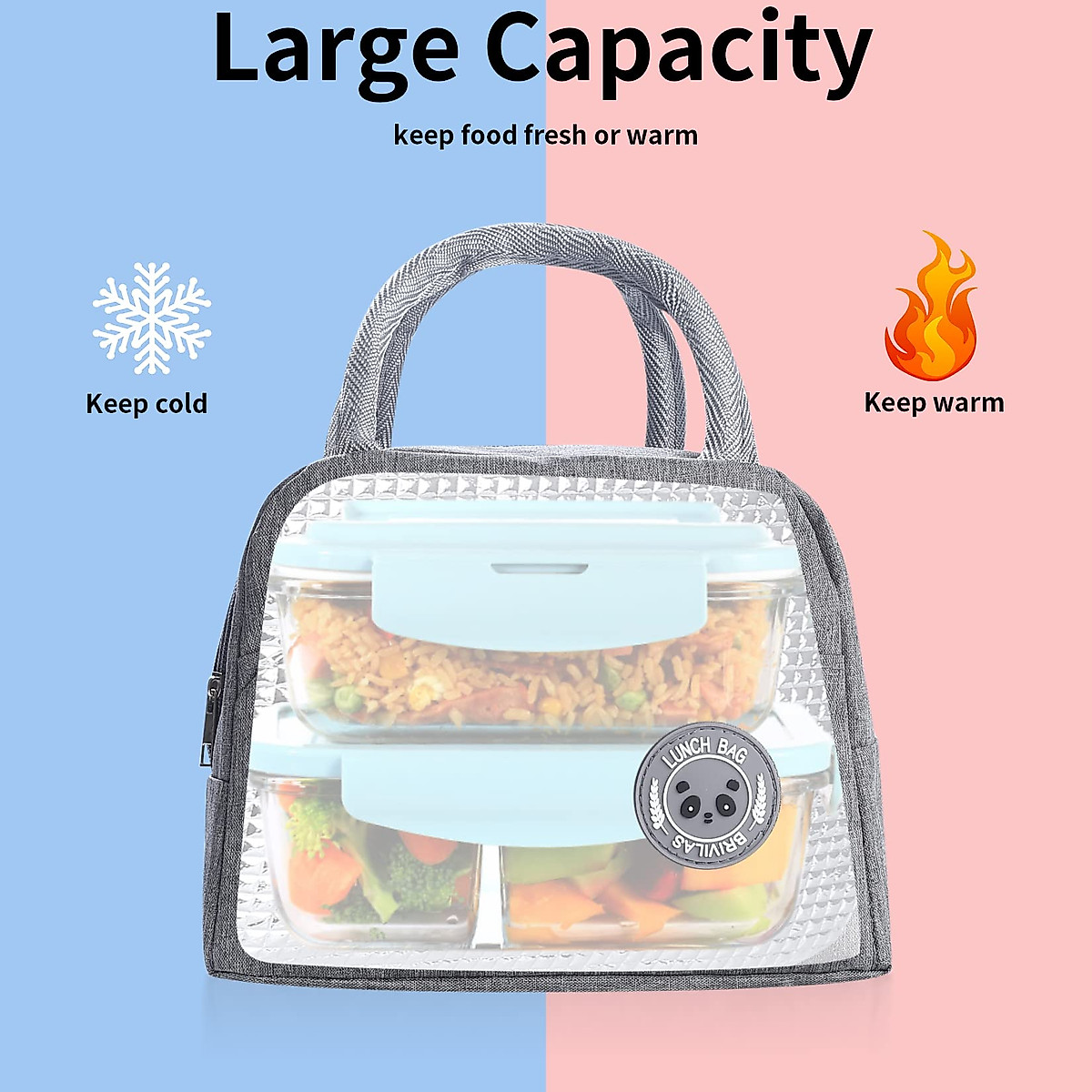 2 Pcs Lunch Bags, Insulated Lunch Bag, Reusable Cooler Lunch Tote Bag, Lunch Organizer Lunch Holder Lunch Box Bags with Pockets for Women/Men, Work, Picnic,Travel