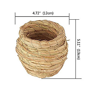 LIANG Straw Bird Nest, Grass Handwoven Bird House for Parakeet Cockatiel Canary Lovebird and Small Parrot, Hand-Woven Grass Hatching Bird Hut for Cold Weather, Natural Breeding Place for Birds