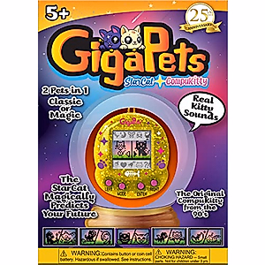 Top Secret Toys Giga Pets CompuKitty & StarCat Electronic Virtual Pet Toy, 2 Pets 1 Device, New Glossy Housing Shell, Classic 90s CompuKitty, 3D Pet Live in Motion