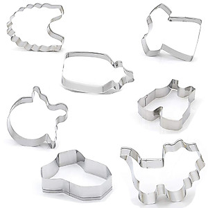  Baby Shower Series Cookie Cutters Set of 7 pcs, Stainless Steel Fondant Cutter Molds Baking DIY