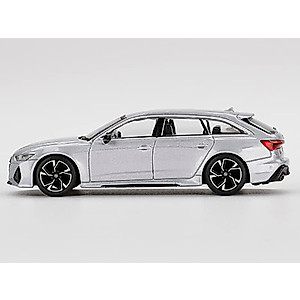 RS 6 Avant Carbon Black Edition Florett Silver Metallic Ltd Ed to 2400 pcs Worldwide 1/64 Diecast Model Car by True Scale Miniatures MGT00372