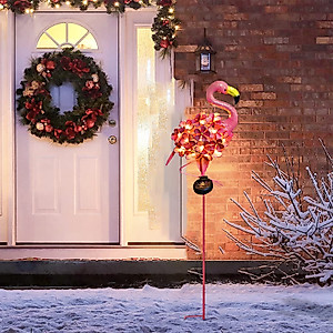 Solar Lights Garden Flamingo Pathway Light for Decor,Outdoor Stake Metal Lights,Waterproof Warm White LED for Lawn,Patio or Courtyard Christmas Decoration