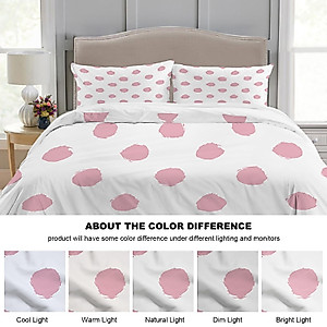 Batmerry Abstract Polka Dot Twin Size 3 Pieces Bedding Comforter Cover Sets,Soft Fluffy Black White Circle Pink Uneven Pattern Printed Duvet Cover for All Season