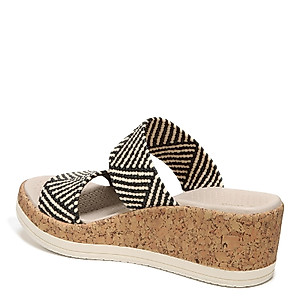 BZees Womens Resort Cork Strappy Wedge Sandal, Black Natural, 7.5 Wide US