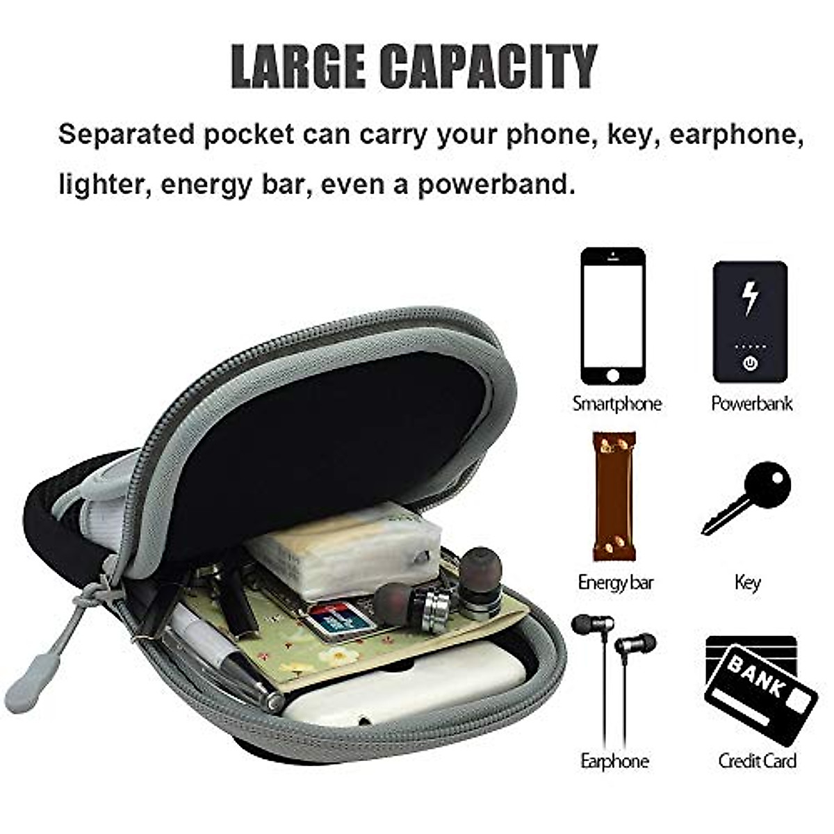 Outdoor Sport Armband for Samsung Galaxy S8 S9 S10 Note 9 10 / Blu Vivo X5 G9 Bold N1 / Motorola G7 Power Phone Band Running Case Waterproof Zip Pouch Bag Holder Pouch Case Wristband Strap