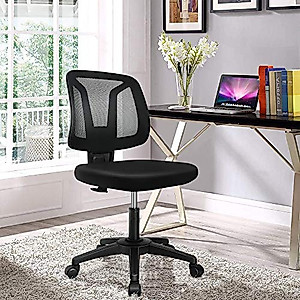VigorPow Armless Mesh Office Chair Ergonomic Swivel Black Small Computer Desk Chair No Arms with Lumbar Support Height Adjustable Task Chair for Adults and Kids