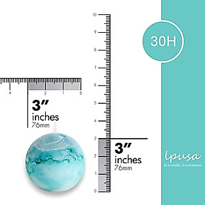 LPUSA Tie-dye Turquoise Rustic Ball Pillar Candles-3 Inch Unscented Round Candles for Wedding Decoration, Celebrations, Holiday Candles, and Home Decor - Set of 3 Paraffin Sphere Candles