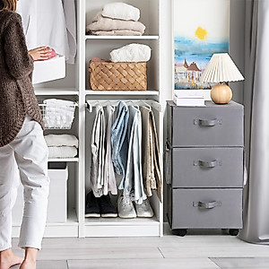 GRANNY SAYS 3 Drawer Storage Organizer, 3 Drawer Dresser, Storage Drawer for Bedroom, Closet Storage Drawers, Foldable Storage Cabinet for Clothing, Gray