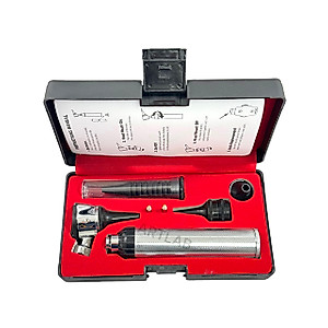 New SYNAMED USA 3.2V Otoscope Set Includes Set of Disposable Specula Adaptor and 3 Sizes of reuseable Specula Plus Hard CaseCase + 2FREE Bulb (CYNAMED Brand