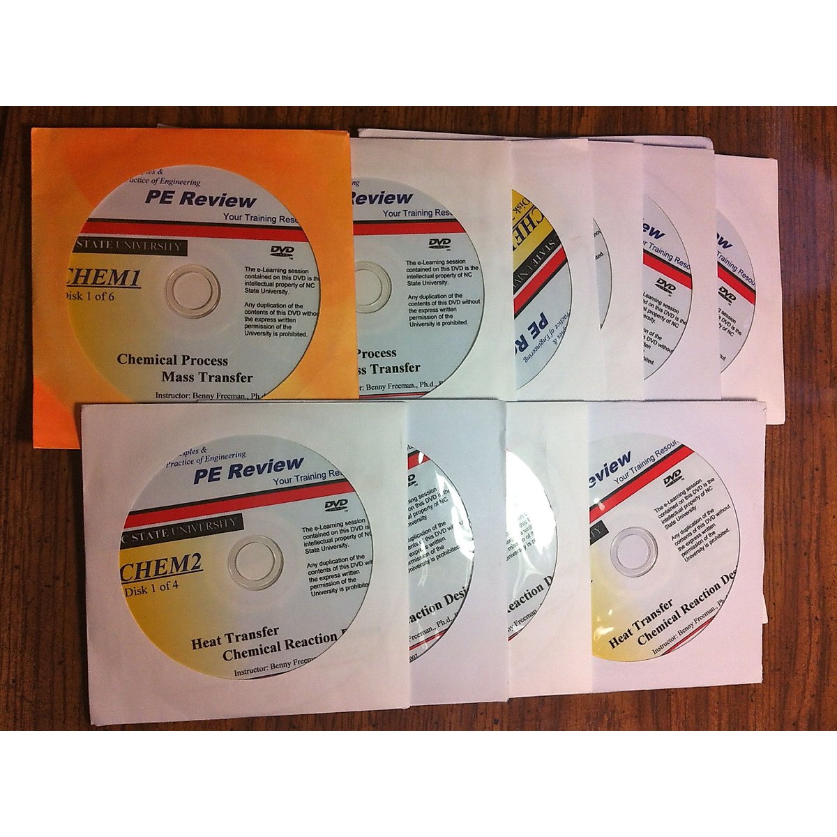 Chemical Engineering PE Review Course from NC State 10 dvds + 1 CD course notes