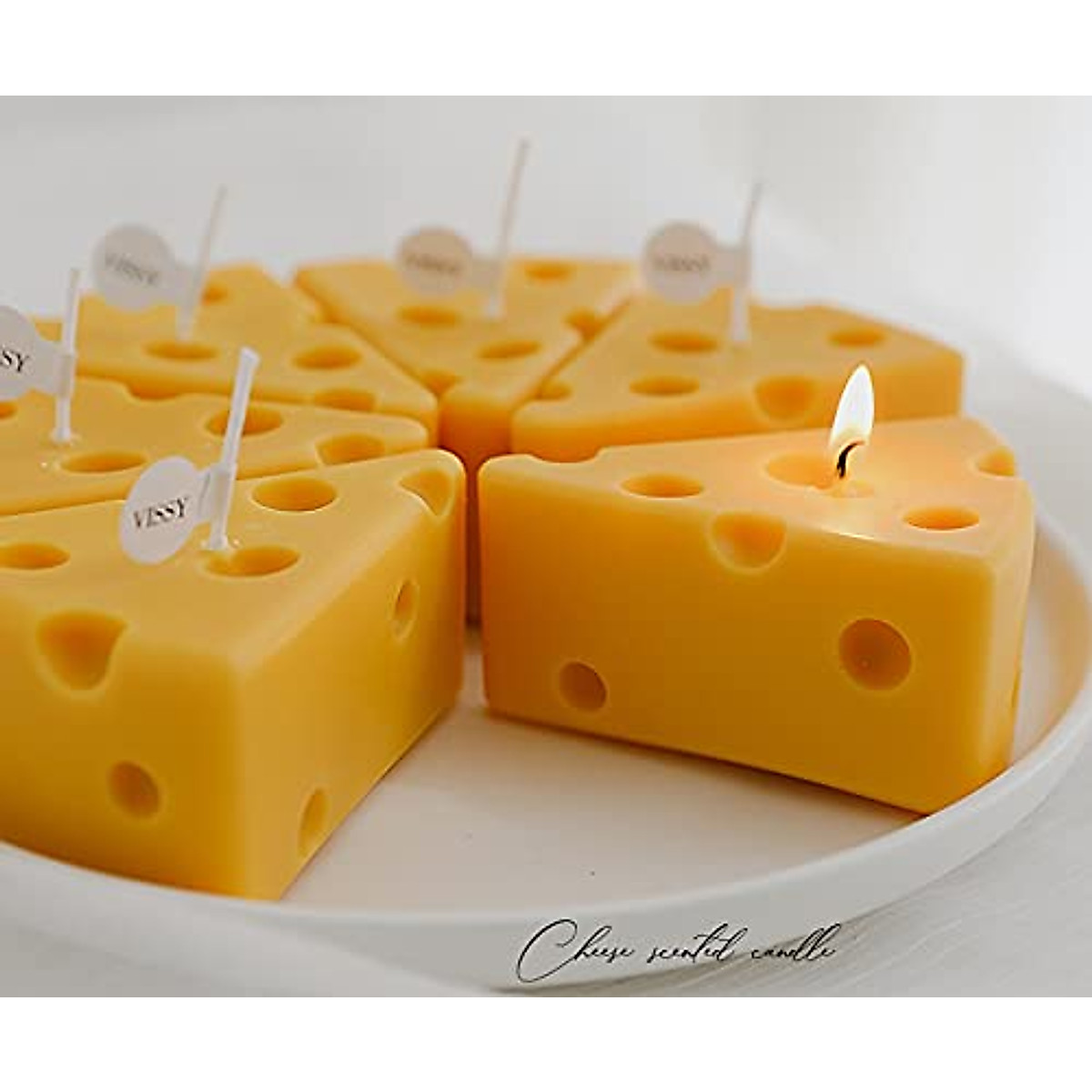 Cheese Shaped Scented Candle,120G Aroma Soy Wax Decorative Candle for Table Photo Prop Birthday Gift,Prefect for Meditation Stress Relief Mood Boosting Bath Yoga