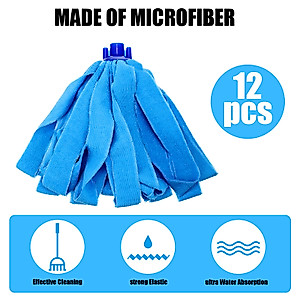 Yaomiao 12 Pcs Microfiber Mop Heads Replacement Cotton Cloth Mop Refill for 0.8" Diameter Mop Handle Floor Cleaning Wet Dry Mop Head Refills for Industrial Commercial Cleaning