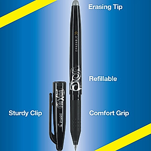 PILOT FriXion Ball Erasable & Refillable Gel Ink Stick Pens, Fine Point, Black Ink, 2-Pack (31553)