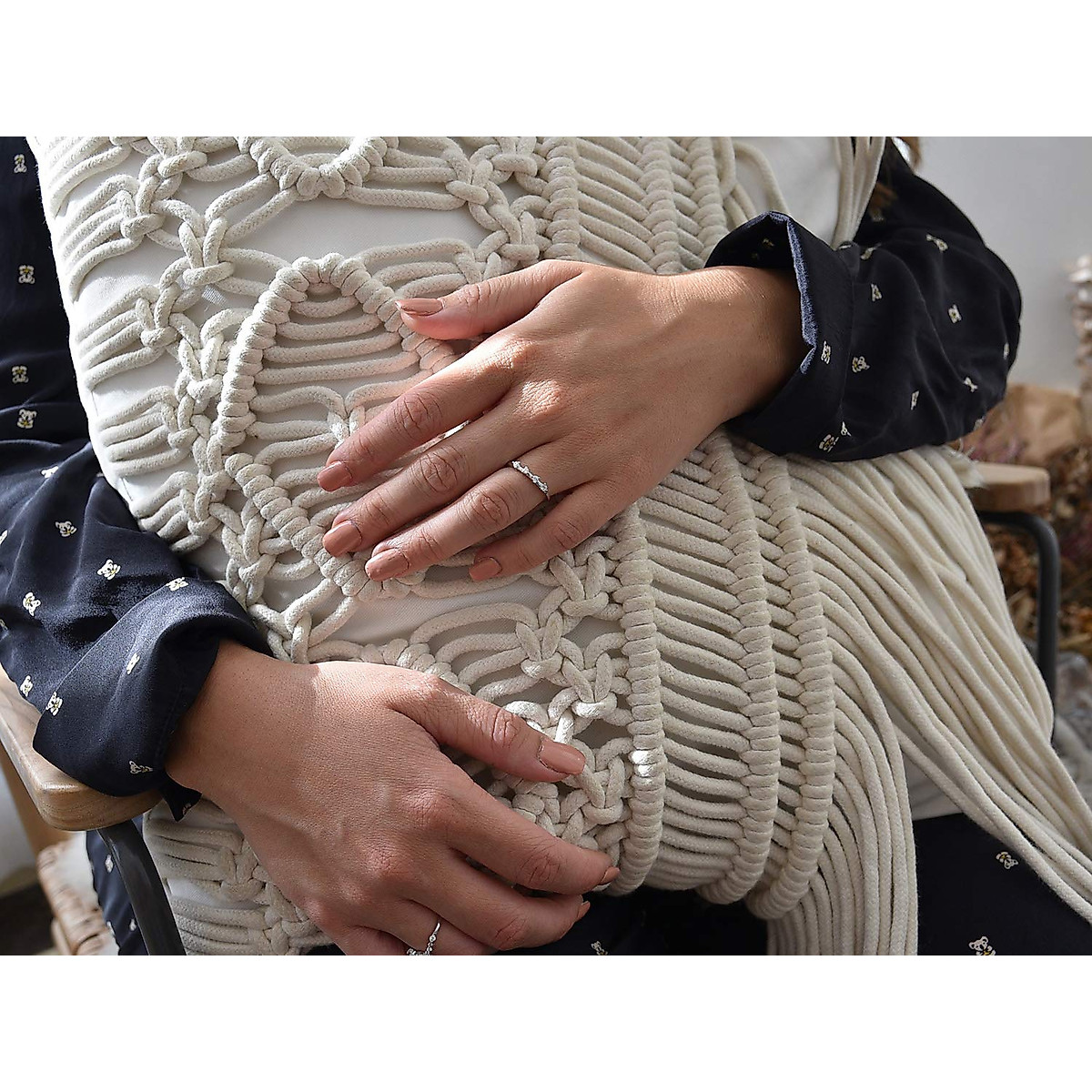 BLOSSOM & HUE Eternity Ring [.925 Sterling Silver Dipped in 18K Rose Gold] 4-Stone Premium CZ [Size 8] Stacking Ring [Vintage Art Deco Minimalism] [Hypoallergenic]