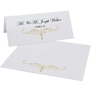 Decadent Flourish Printable Place Cards, Gold (Choose Color), Set of 60 (10 Sheets), Laser & Inkjet Printers - Wedding, Party, Dinner, and Special Events - Made in the USA