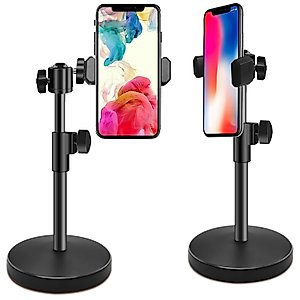 Boseen Phone Stand, Adjustable Cell Phone Stand for Desk, Angle Phone Stand for Recording with Phone Clip, Compatible with iPhone 14/13/12 Pro, Samsung Galaxy S22 and Other Cell Phones and Webcams