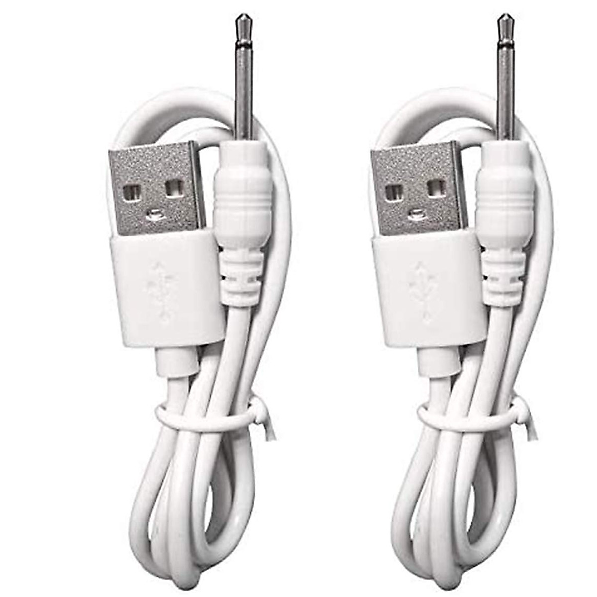 oGoDeal Replacement USB to DC Charging Cable | USB Charger Cord - 2.5mm - Original Replacement (2 Pack White)