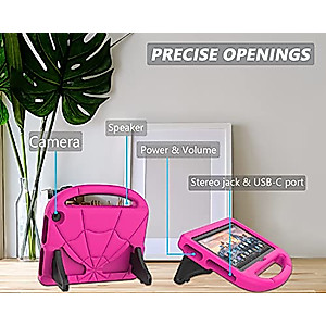 All-New Fire 7 Tablet Case (12th Generation, 2022 Release) - DICEKOO Lightweight Shockproof Kid-Friendly Cover with Handle & Kickstand for Kindle Fire 7 Kids Tablet - Pink