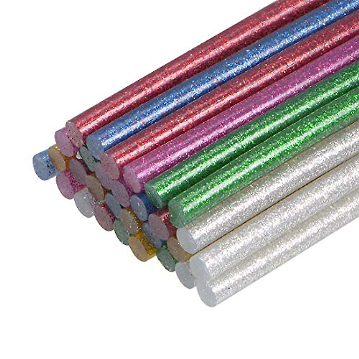 uxcell Mini Hot Glue Gun Sticks 4-inch x 0.27-inch for Glue Guns, Glitter Colorful 30pcs