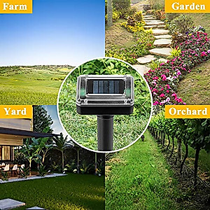 Aogist 1 Upgrade Mole, Ultrasonic Animal Waterproof Outdoor Solar Powered Gopher and Vole Chaser Humane Repel-pesticides, 4 Pack, Black, 4 Count