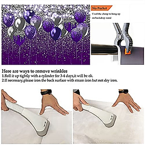 Avezano Purple and Silver Glitter Backdrop for Birthday Wedding Prom Graduation Photography Background Glitter Silver Purple Balloon Party Decorations Photoshoot Photobooth (7x5ft, Purple and Silver)
