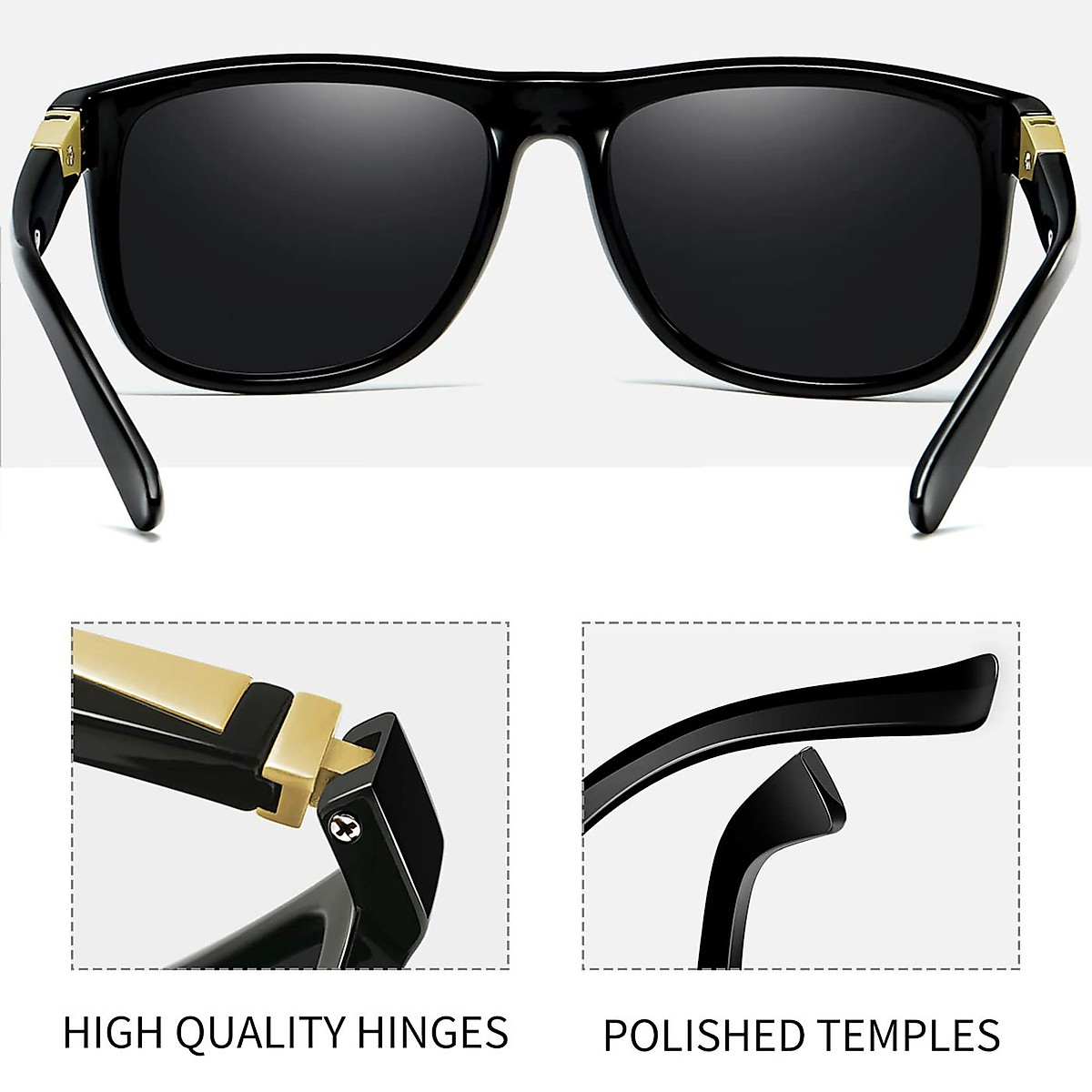 Joopin Polarized Big Black Sunglasses for Men, Trendy Large Square Sun Glasses for Women UV Protection, Retro Thick Frame Driving Sunnies Shades